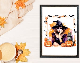 Vintage Halloween Witch Pin up Wall Art Perfect Gift for - Etsy