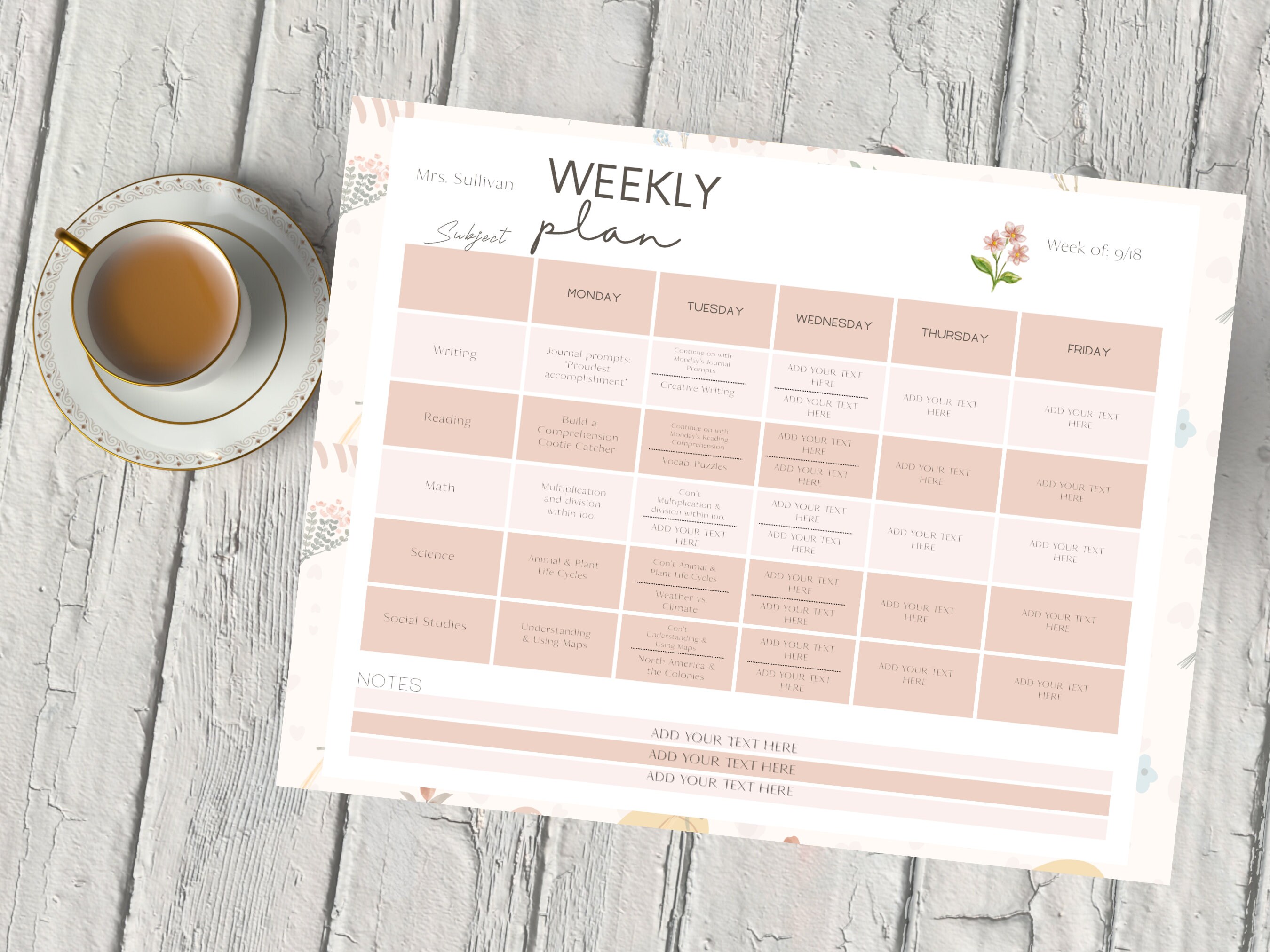 Editable Weekly Lesson Plan Template for Teachers Daily Planner Instant ...