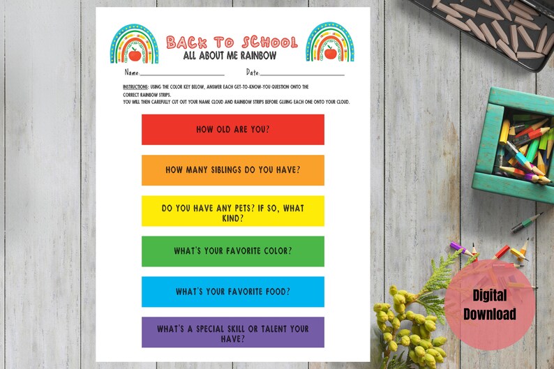 All About Me Rainbow Activity | Back to School Icebreaker Game ...