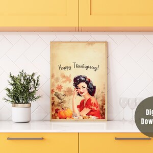 Vintage Thanksgiving Pin up Girl Wall Art Perfect for Handmade Junk ...