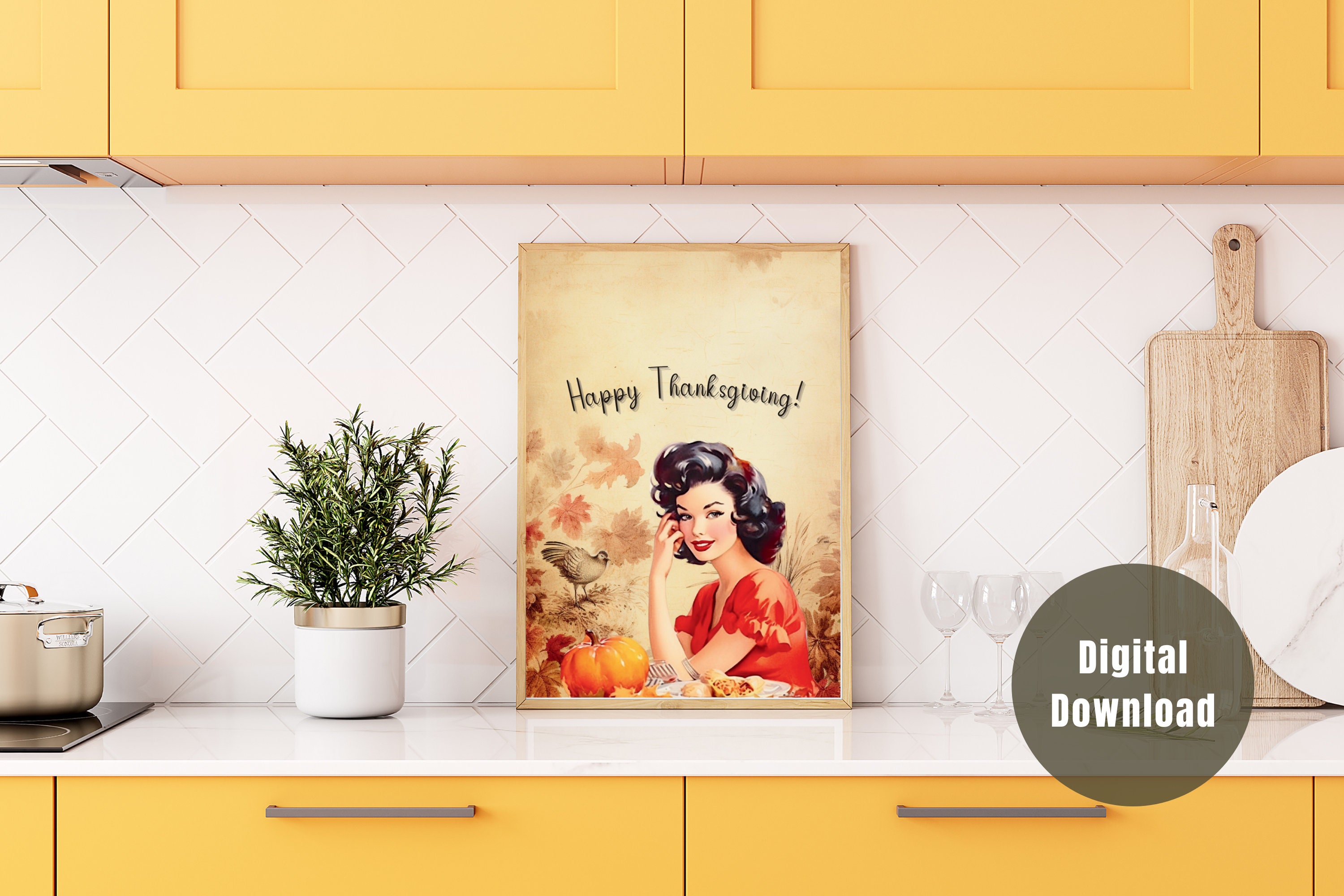 Vintage Thanksgiving Pin up Girl Wall Art Perfect for Handmade Junk ...