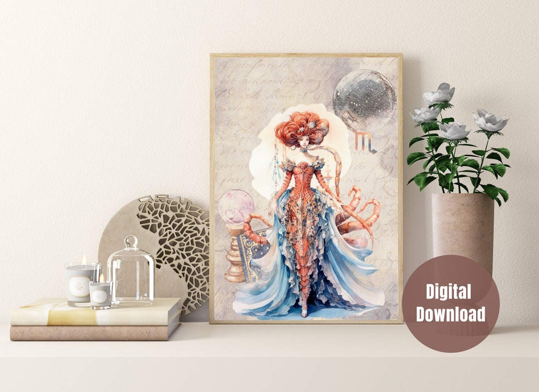 Scorpio Zodiac Goddess Celestial Wall Art | Zodiac Portrait Perfect ...