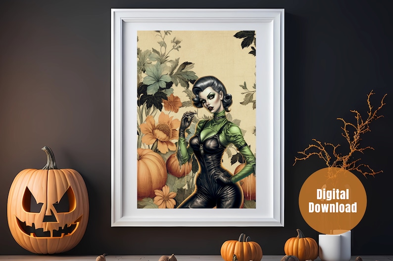 Vintage Pin up Halloween Ghoul Goddess Poster | Perfect Gift for ...