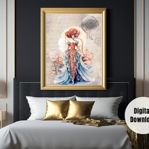 Scorpio Zodiac Goddess Celestial Wall Art | Zodiac Portrait Perfect ...