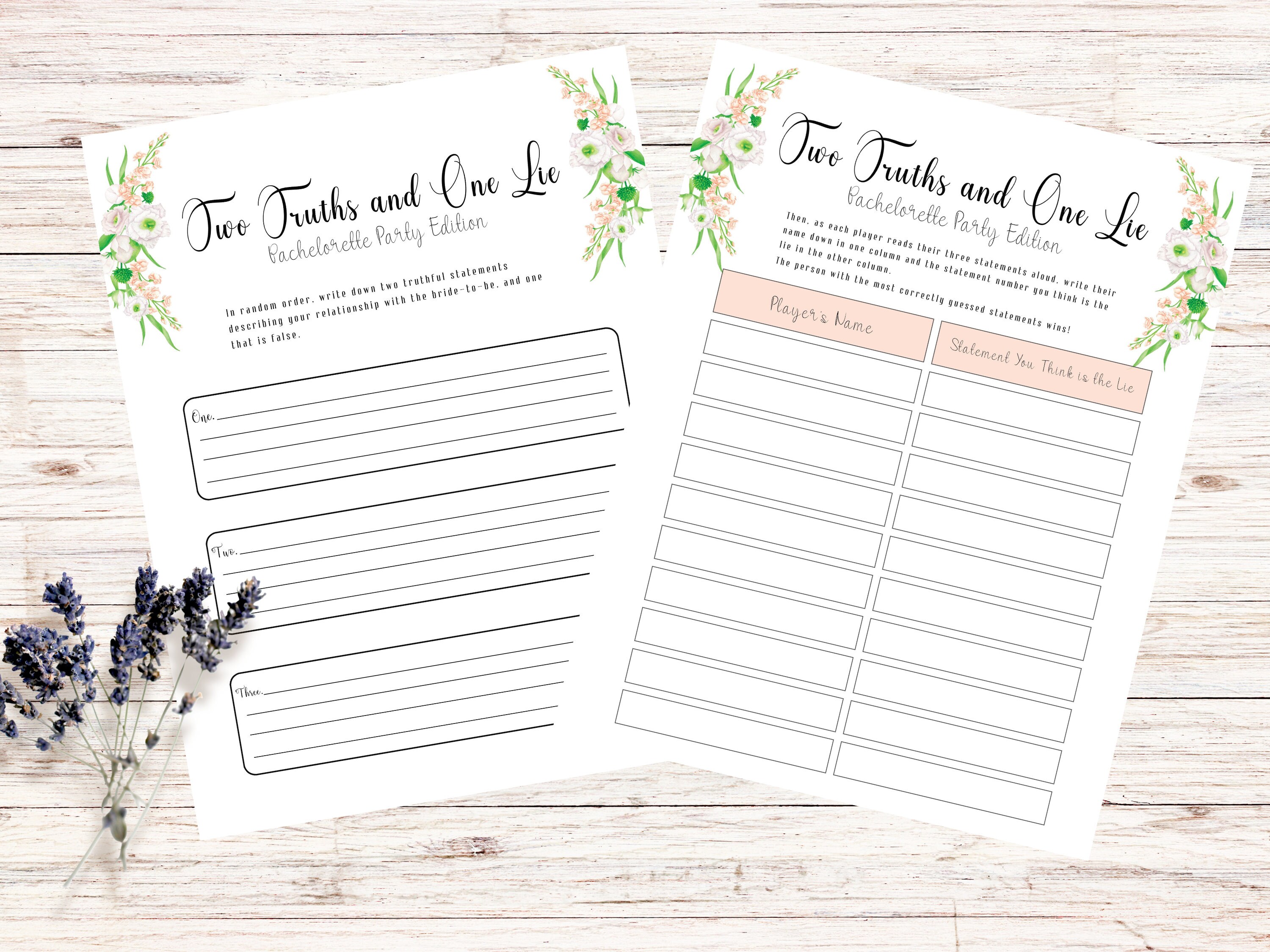 Two Truths and a Lie Bachelorette Party Game | Hen Party Digital ...