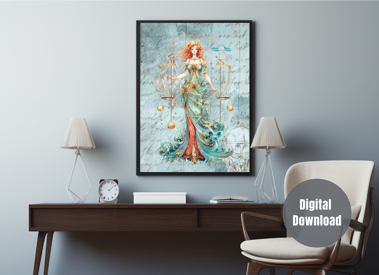 Libra Zodiac Goddess Celestial Wall Art | Zodiac Portrait Perfect Libra ...