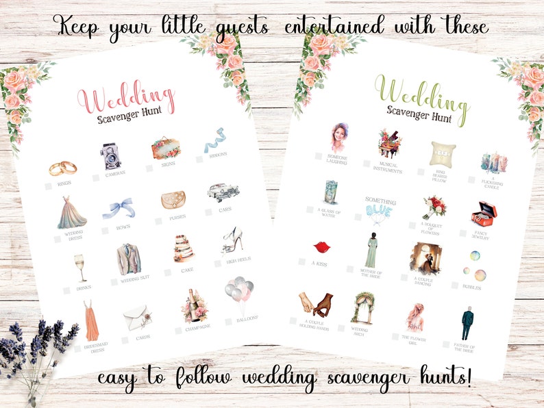 32 Item Wedding Scavenger Hunt for Kids | Wedding Reception Game ...