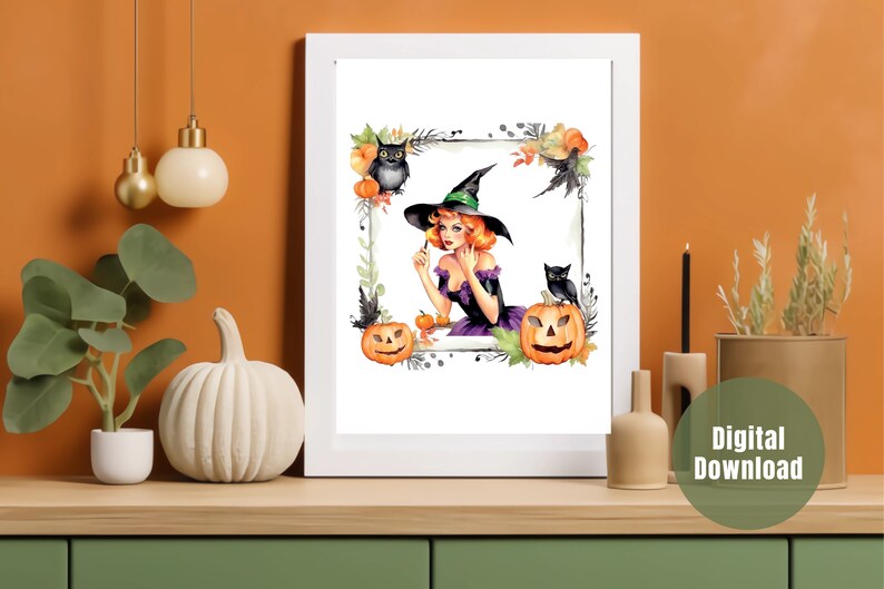 Vintage Halloween Witch Pin up Wall Art Perfect Gift for - Etsy