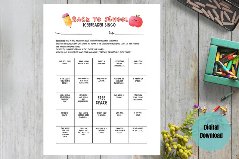 Icebreaker Bingo Game Activity | Back to School Icebreaker Game ...