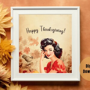 Vintage Thanksgiving Pin up Girl Wall Art Perfect for Handmade Junk ...