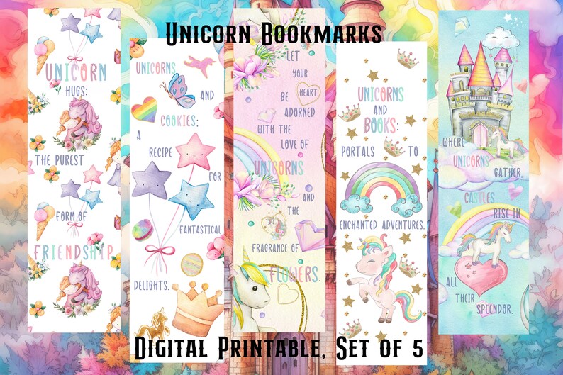 Unicorn Bookmark, Digital Bookmark, Bookworm Gift, Bibliophile Gift ...