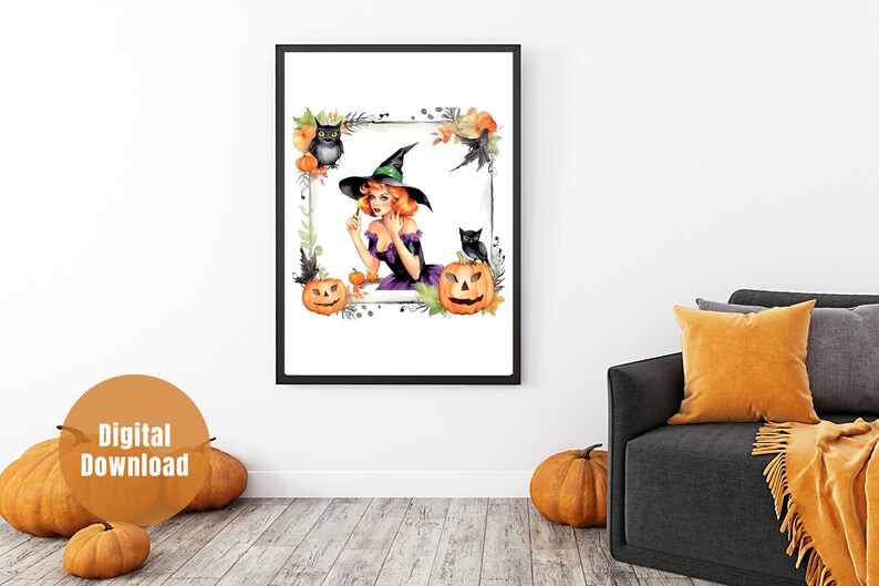 Vintage Halloween Witch Pin up Wall Art Perfect Gift for - Etsy