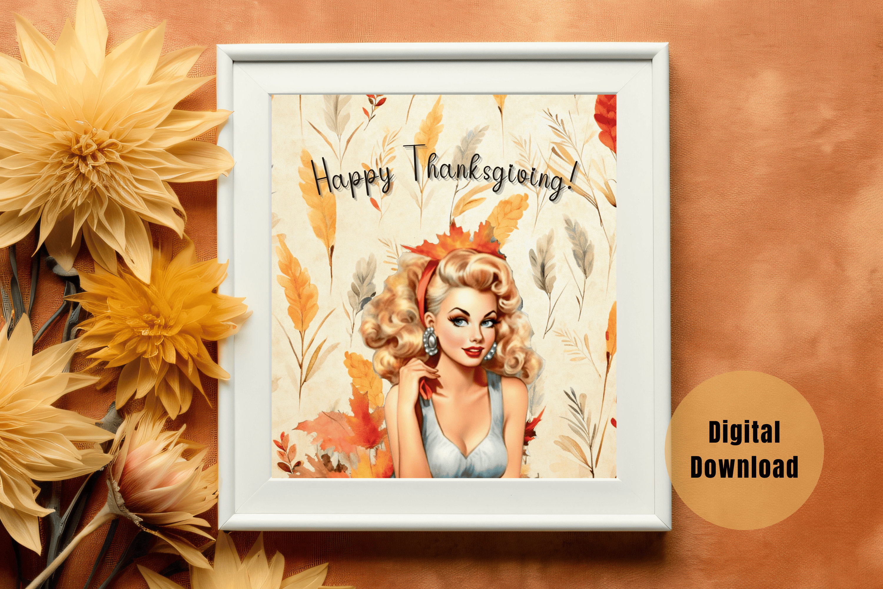 Vintage Thanksgiving Pin up Girl Wall Art | Perfect for Handmade Junk ...