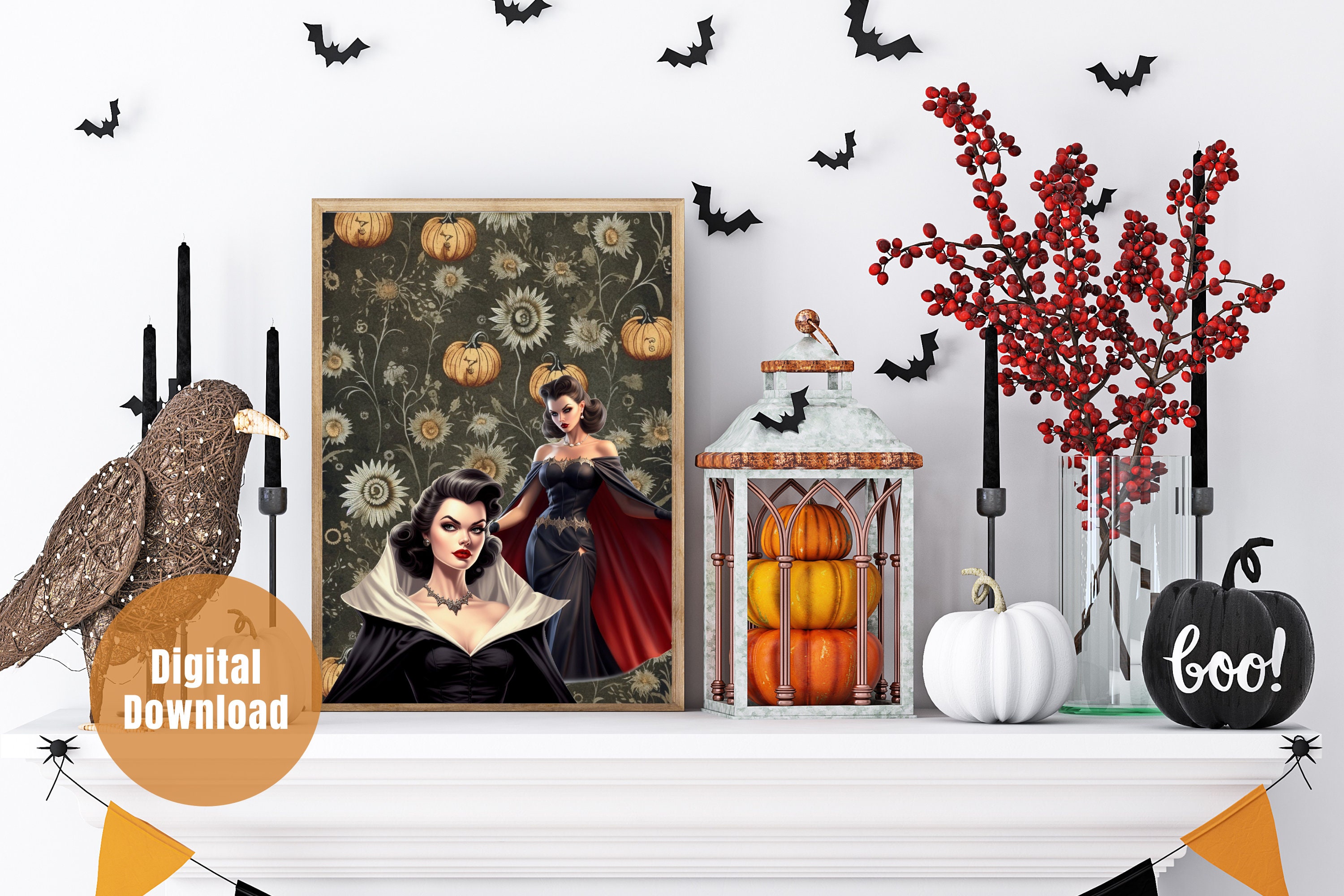 Vintage Halloween Vampiress Pin up Poster | Perfect Gift for Halloween ...