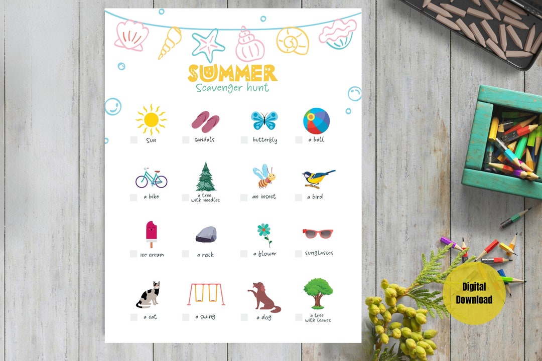 School's Out for Summer Printable Game for Kids, Summer Scavenger Hunt ...