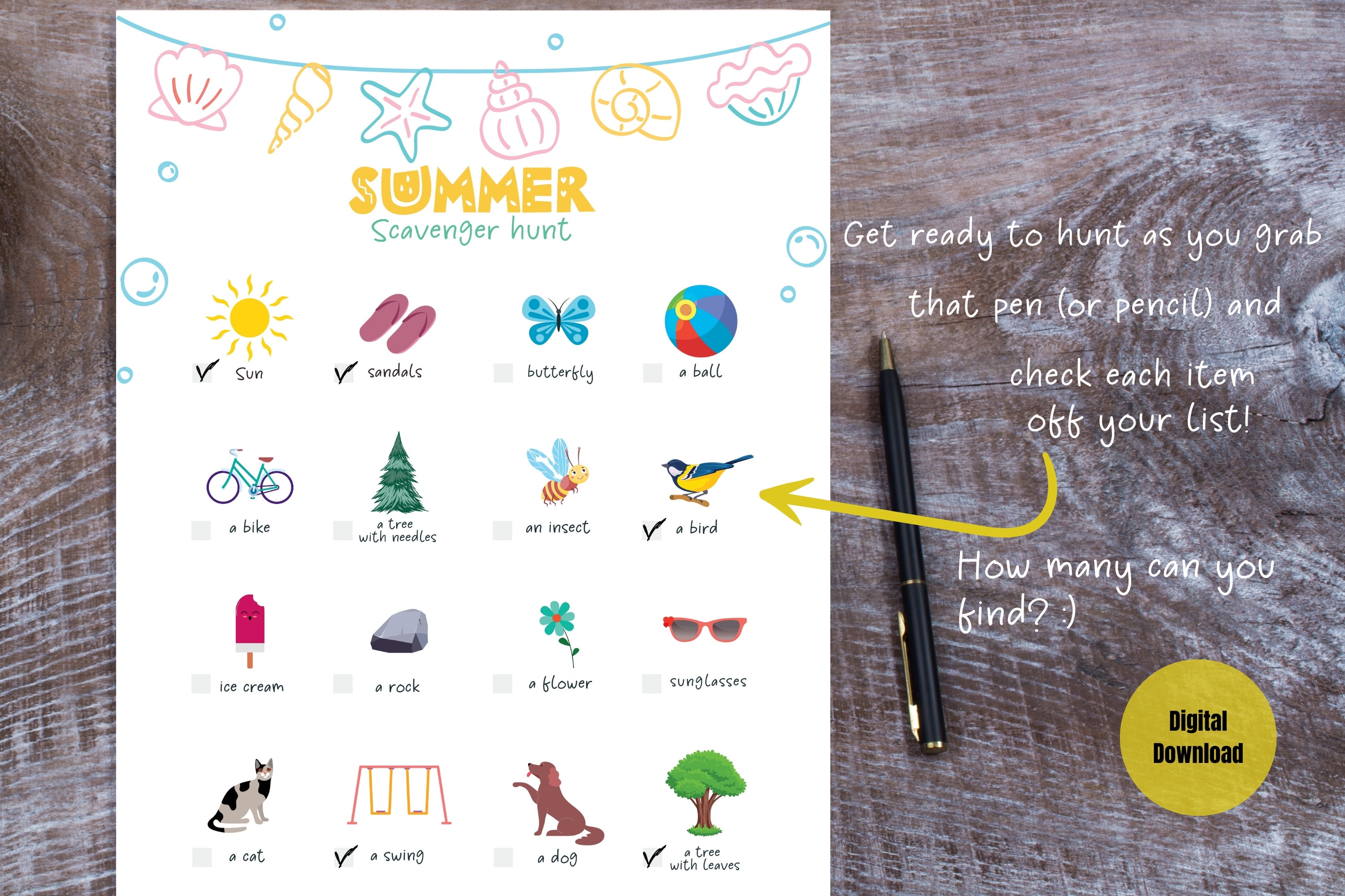 School's Out for Summer Printable Game for Kids, Summer Scavenger Hunt ...