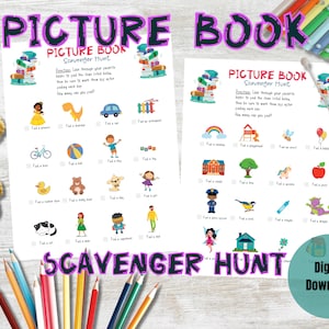 32 Item Picture Book Scavenger Hunt Printable Game for Kids | Story ...