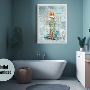Libra Zodiac Goddess Celestial Wall Art | Zodiac Portrait Perfect Libra ...