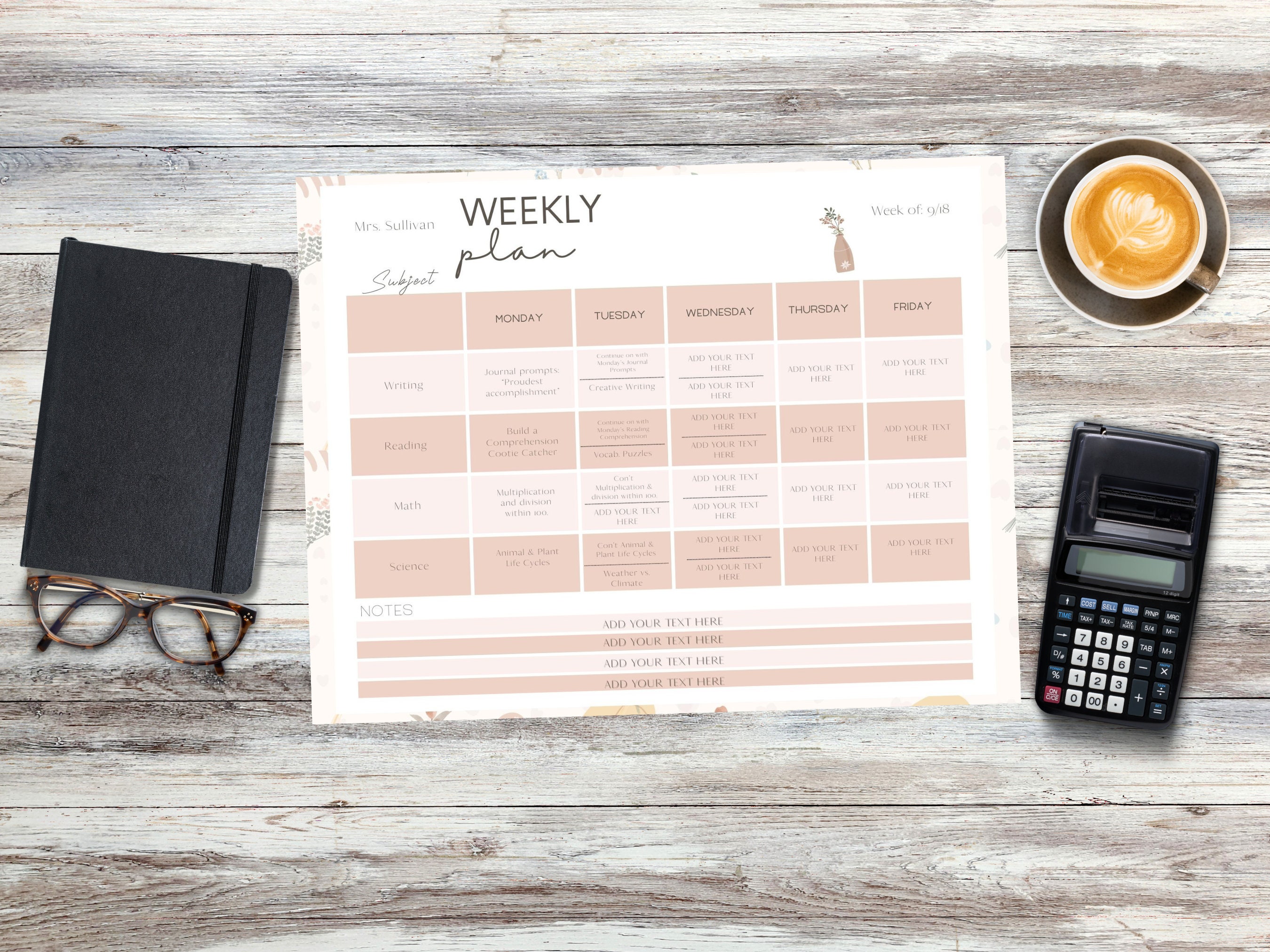 Editable Weekly Lesson Plan Template for Teachers Daily Planner Instant ...