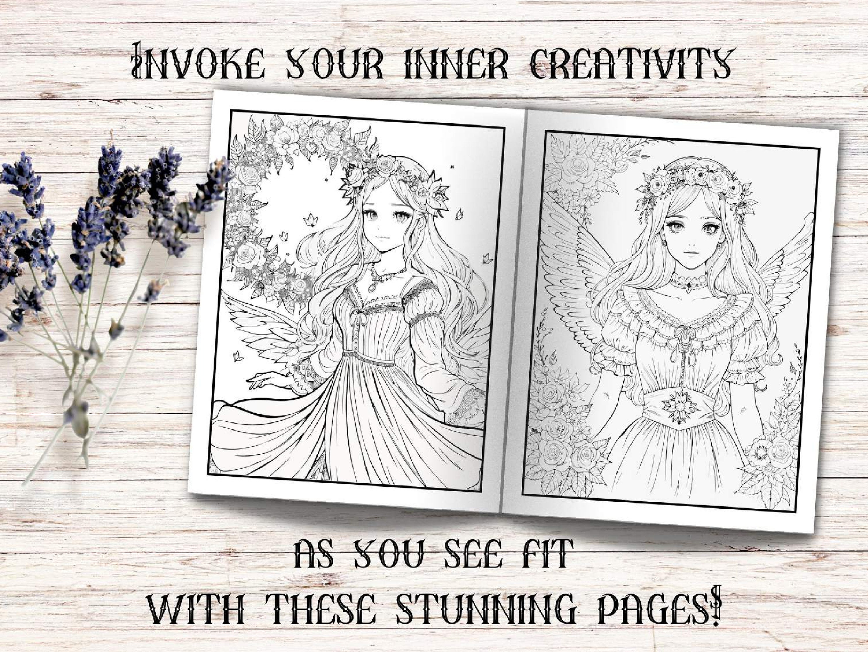 Floral Fairies Coloring Pages | Fantasy Coloring Book | Anxiety Relief ...