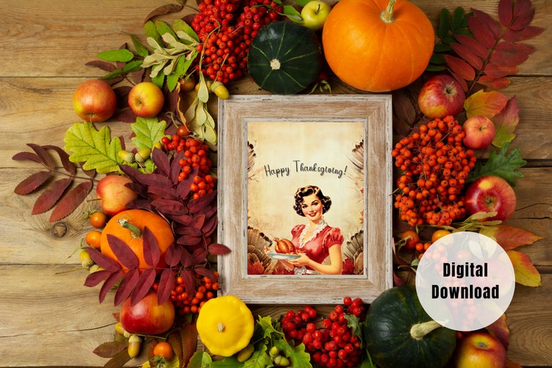 Vintage Thanksgiving Pin up Girl Wall Art Perfect for Handmade Junk ...