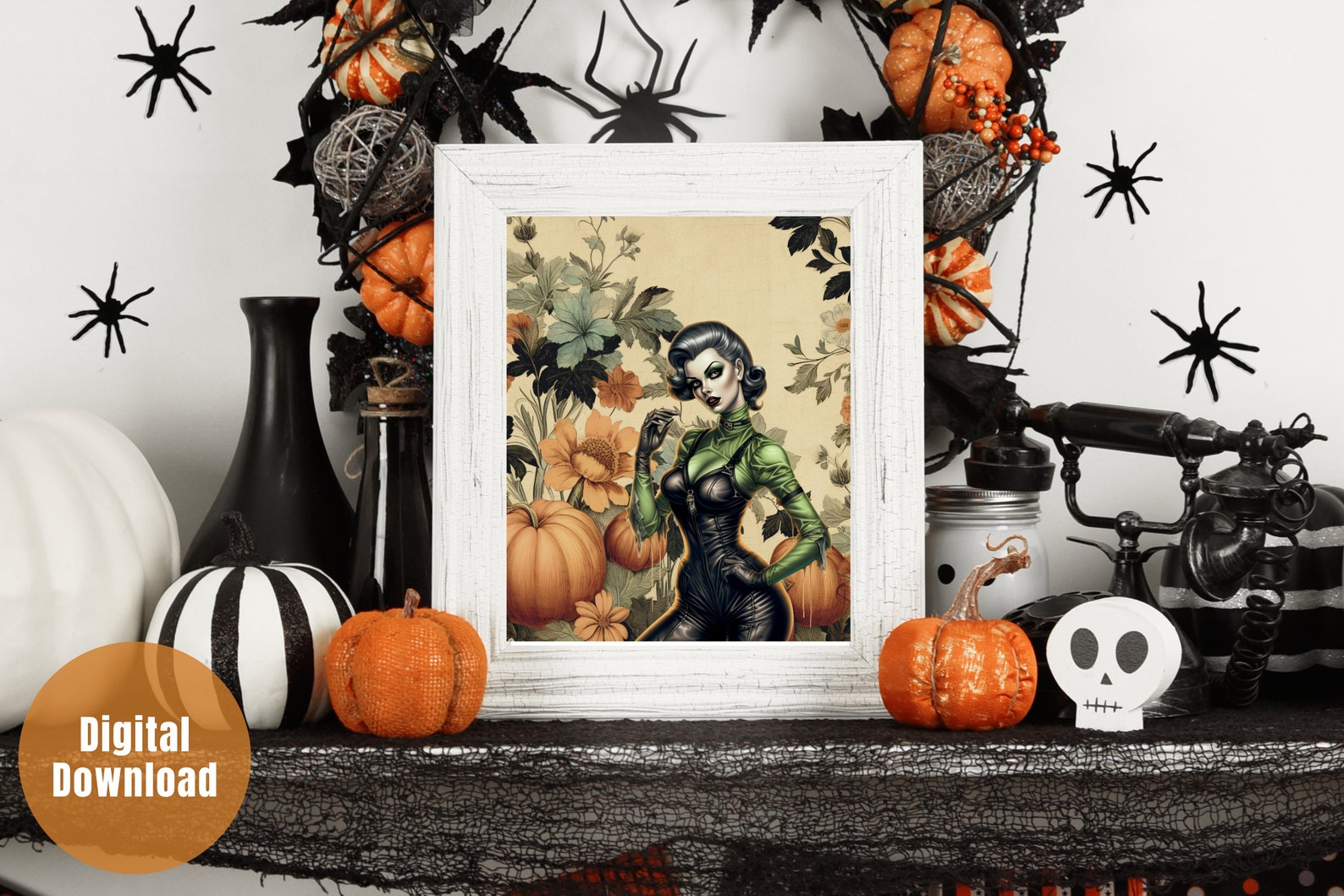 Vintage Pin up Halloween Ghoul Goddess Poster Perfect Gift for ...