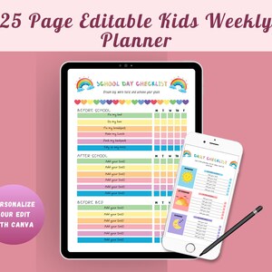 Editable Weekly Planner for Kids Daily Planner and Behavior - Etsy