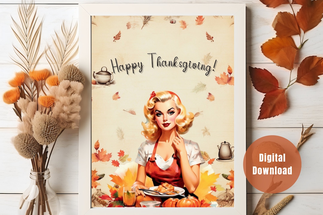 Vintage Thanksgiving Pin up Girl Wall Art | Perfect for Handmade Junk ...