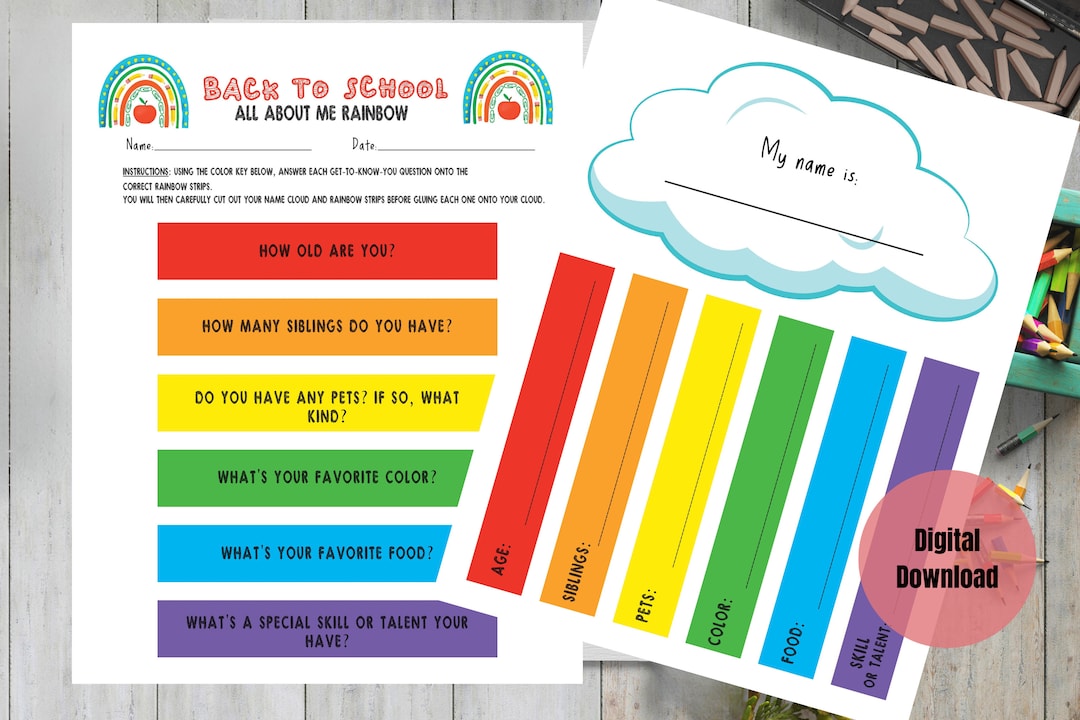All About Me Rainbow Activity | Back to School Icebreaker Game ...