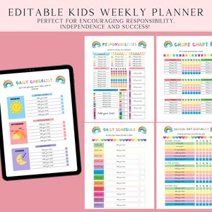 Editable Weekly Planner for Kids Daily Planner and Behavior - Etsy