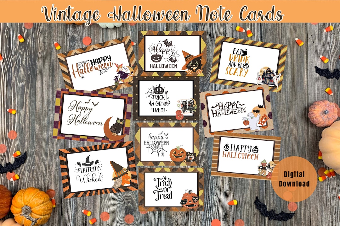 Vintage Halloween Note Cards | Halloween Stationery Digital Download ...