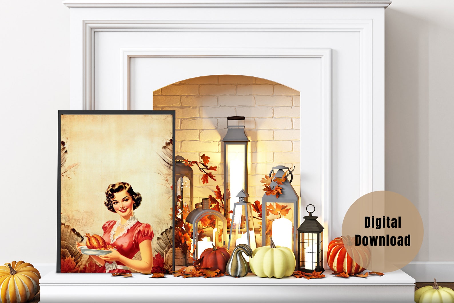 Vintage Thanksgiving Pin up Girl Wall Art Perfect for - Etsy