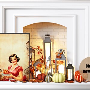 Vintage Thanksgiving Pin up Girl Wall Art | Perfect for Handmade Junk ...