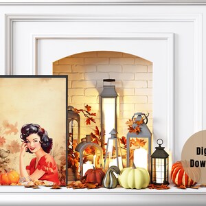 Vintage Thanksgiving Pin up Girl Wall Art Perfect for Handmade Junk ...