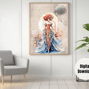 Scorpio Zodiac Goddess Celestial Wall Art | Zodiac Portrait Perfect ...