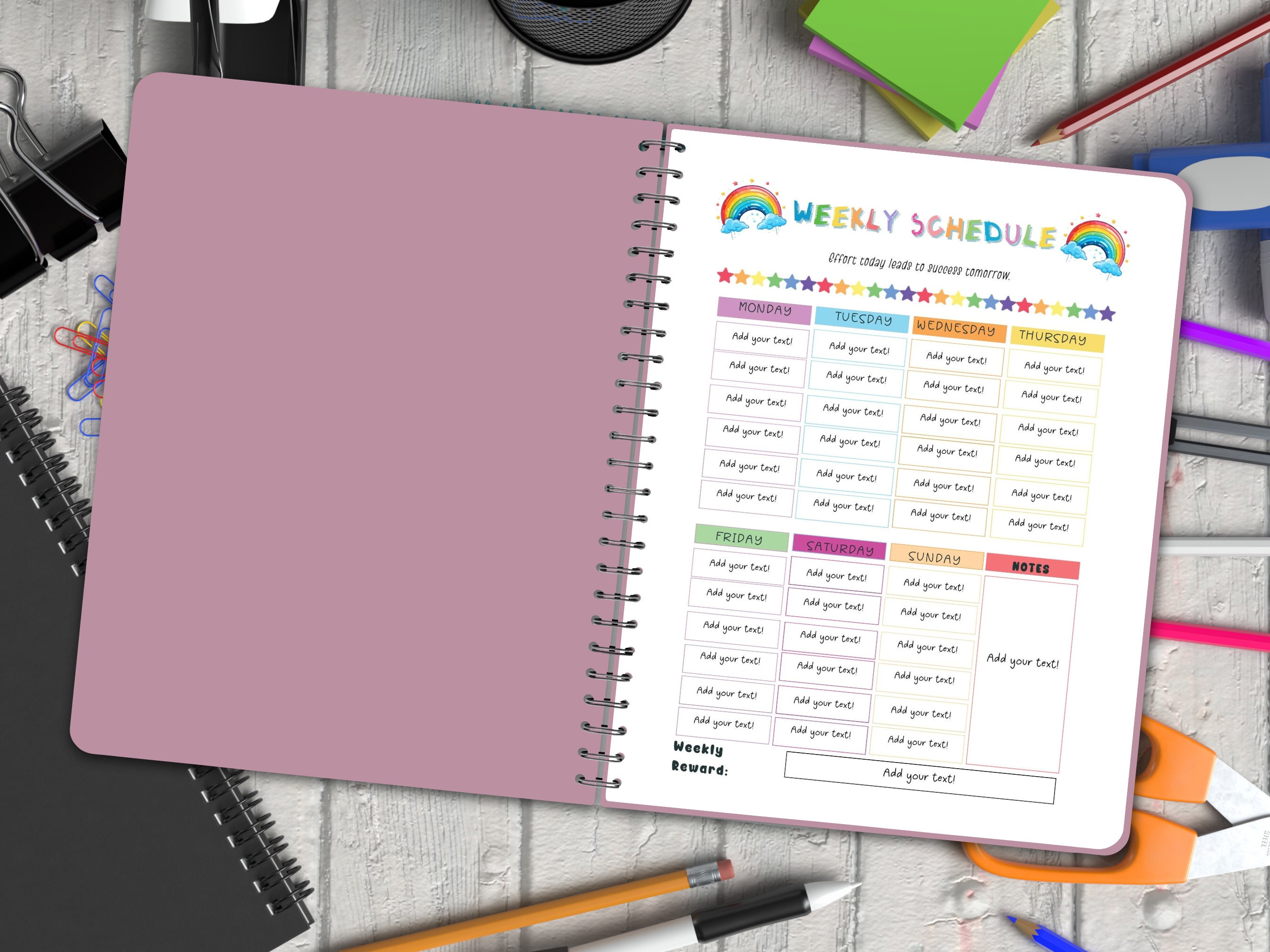 Editable Weekly Planner for Kids Daily Planner and Behavior - Etsy