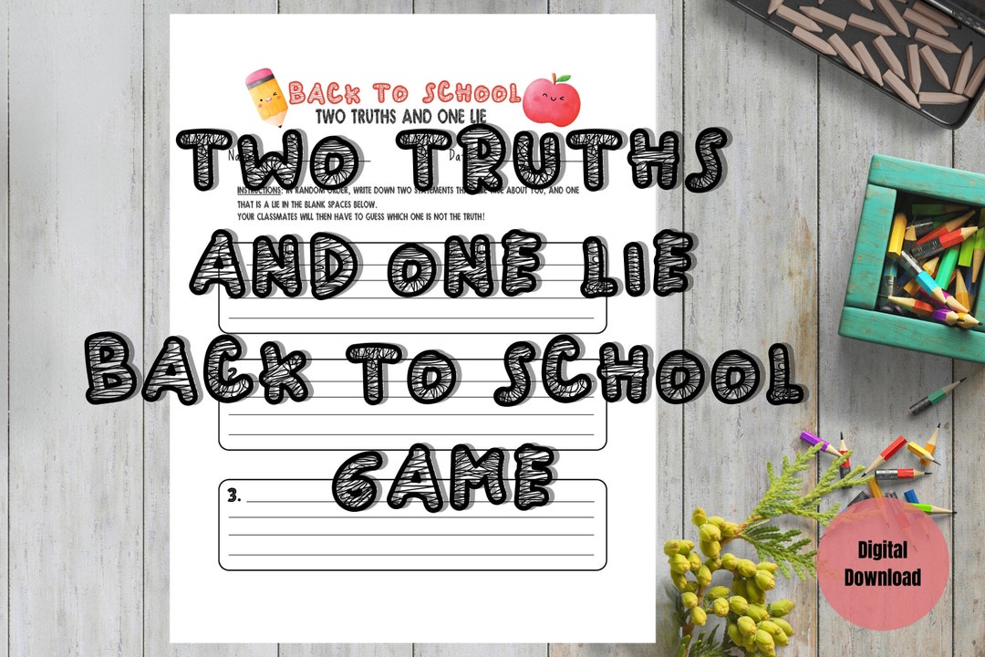 3 Pack Back to School Icebreaker Game Worksheet | Two Truths and One ...