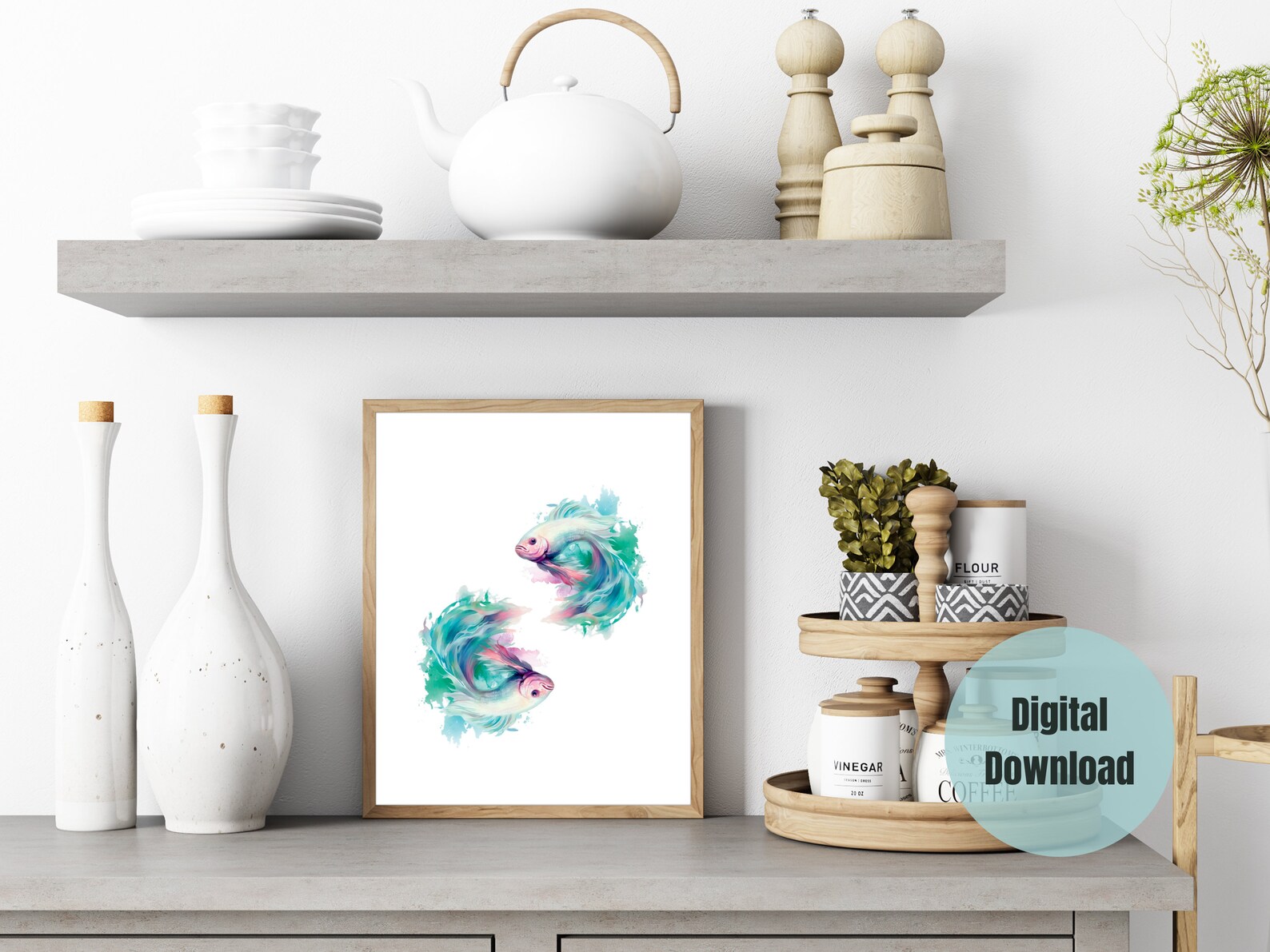 Siamese Fighting Fish Betta Fish Wall Art, Coastal Decor Perfect for ...