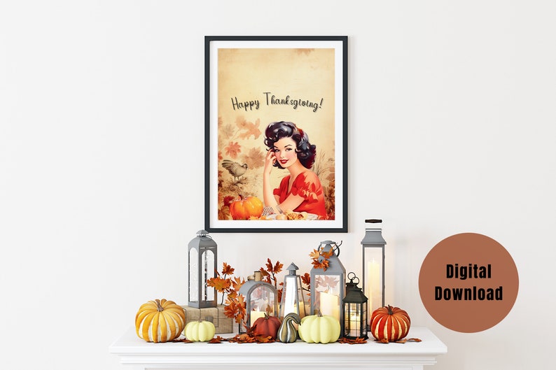 Vintage Thanksgiving Pin up Girl Wall Art Perfect for Handmade Junk ...