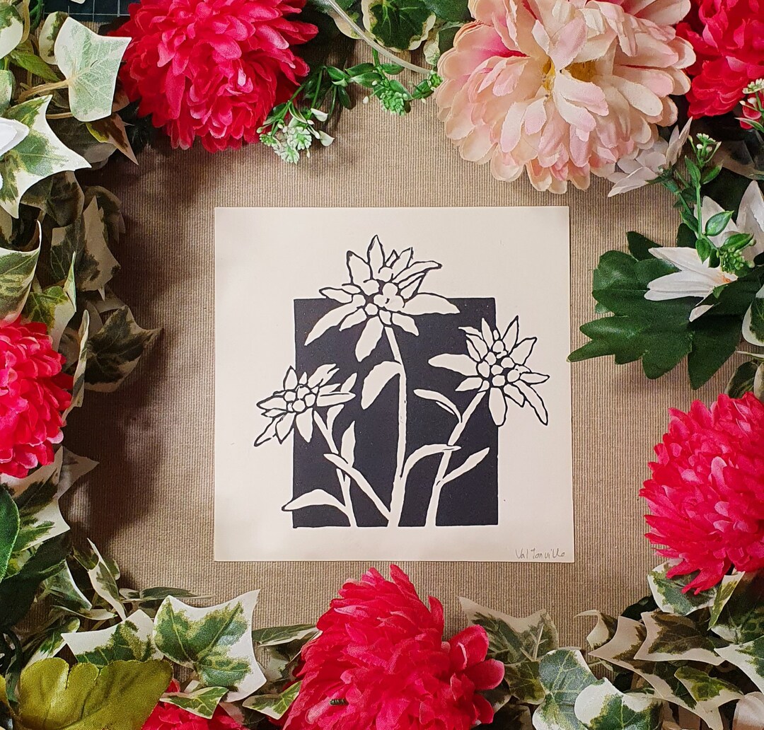 Edelweiss, Handmade Linocut Print - Etsy