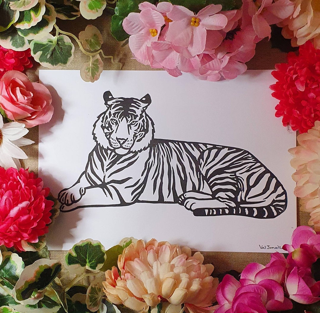 Tiger, Handmade Linocut Print - Etsy