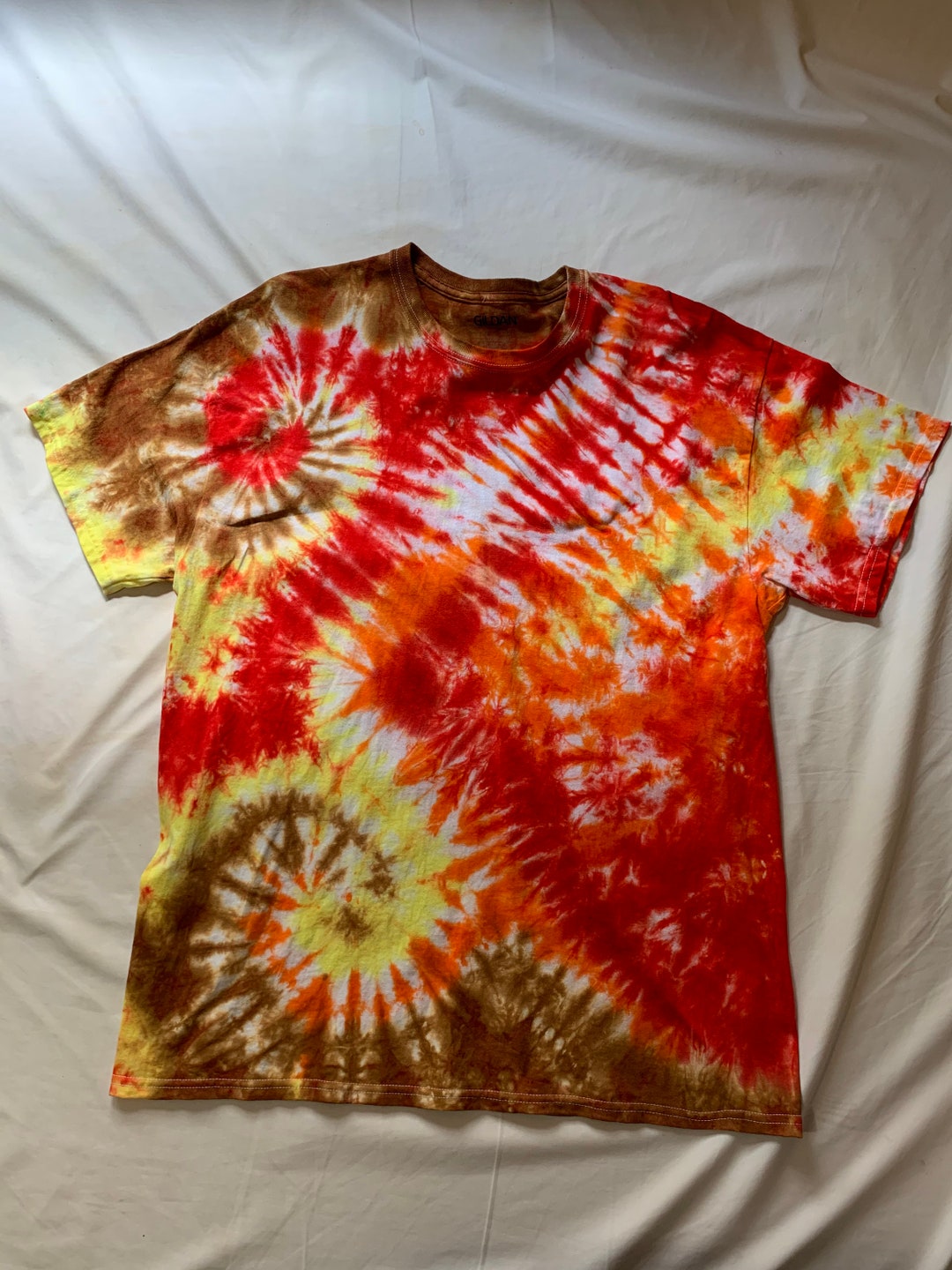 Fall/autumn Red, Orange, Brown Tie Dye Shirt Size XL - Etsy