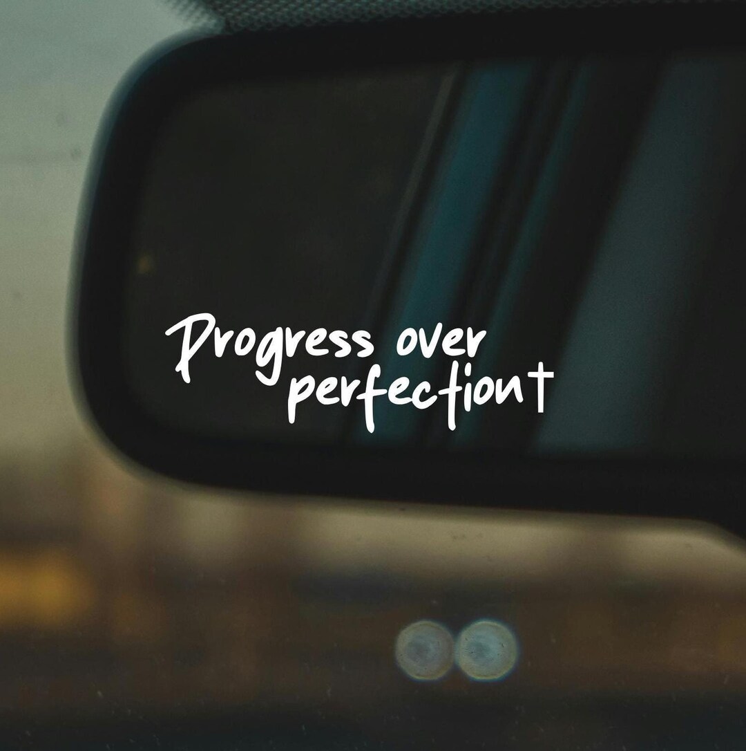 Progress Over Perfection Decal, Rear View Mirror Decal, Faith Car ...