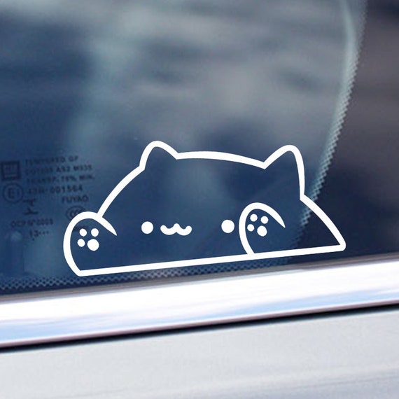 Cute Bongo Cat Peeker Vinyl Sticker Decal Peeker Stickers | Etsy
