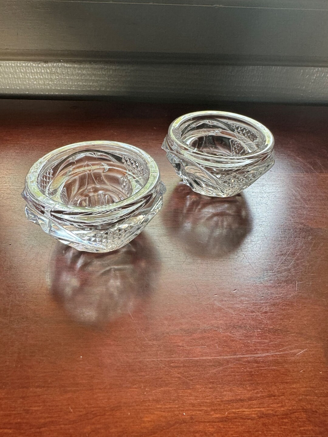 Vintage Clear Glass Cellar Set, Diamond Cut, Open Salt Dishes - Etsy