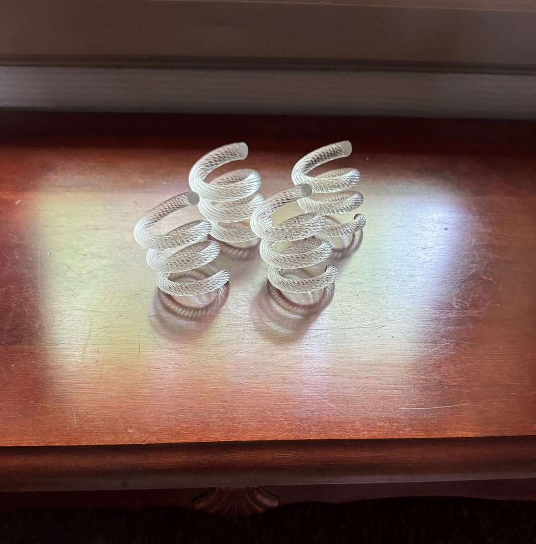 Set of 4 French Vintage Glass Napkin Rings – Handcrafted & Unique ...