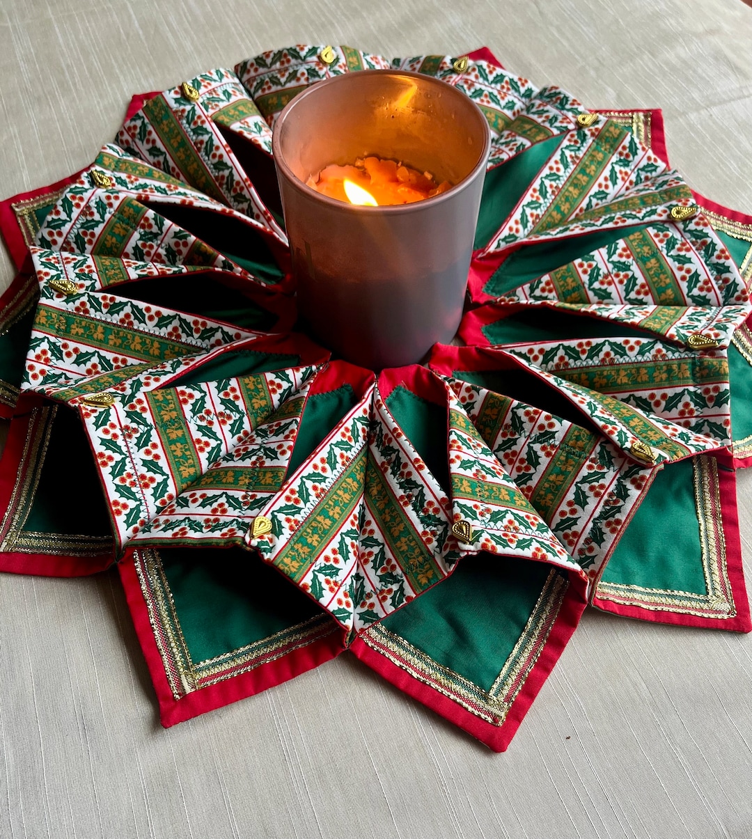 Christmas Table Centrepiece Wreath Origami Candle Mat Table Topper ...