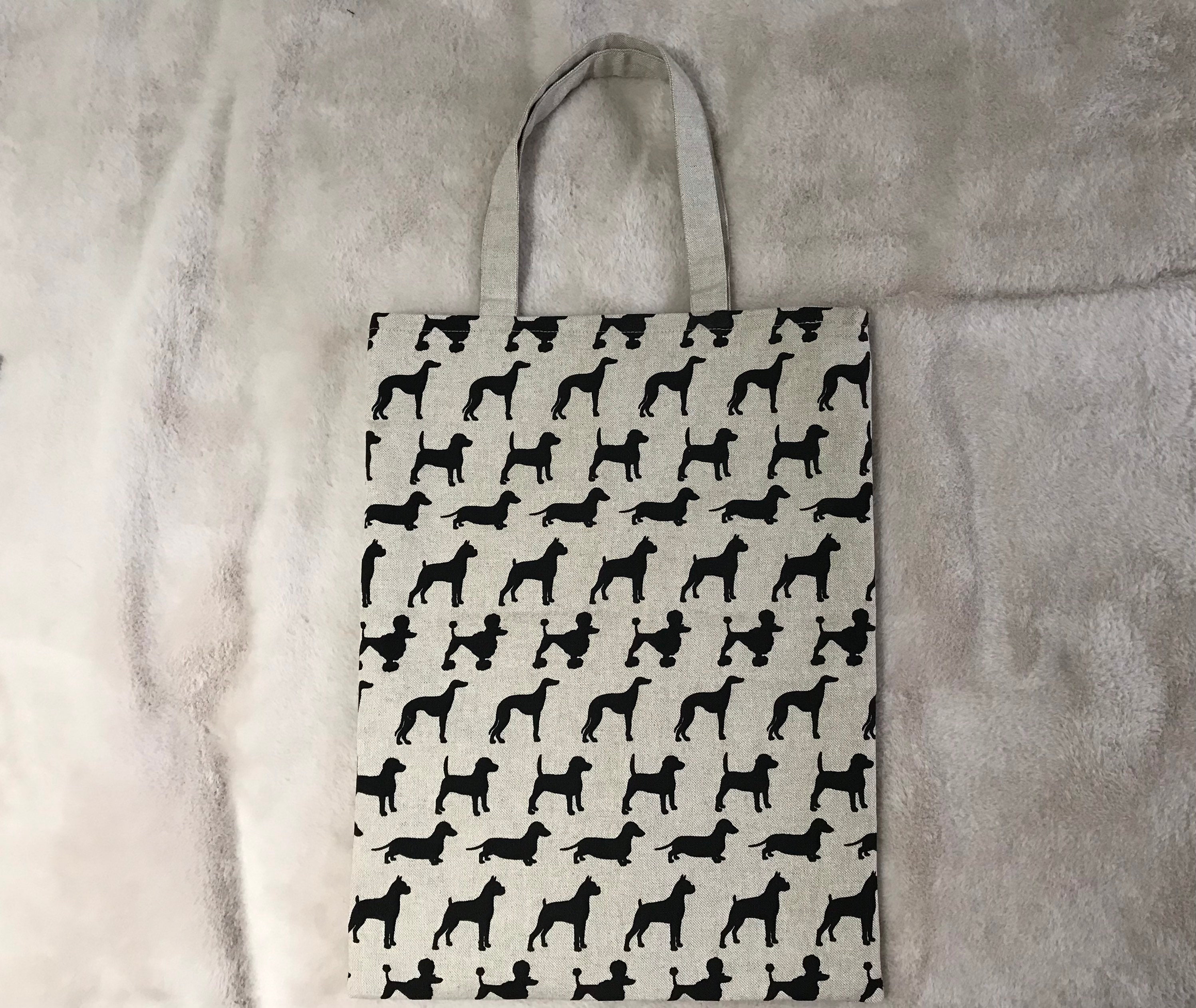Handmade Bag With Dog Print in Black Cotton Tote Bag With - Etsy Hong Kong