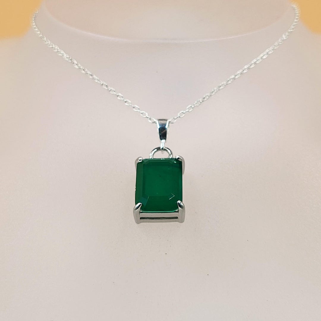 Emerald Green Doublet Necklace, Sterling Silver Prong Set Pendant - Etsy
