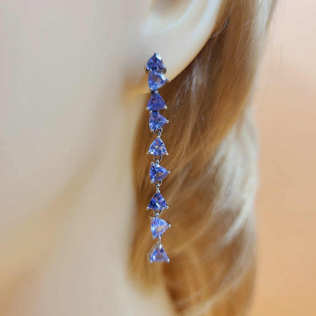 Light-blue Tanzanite Stud-drops, Landscape Collection, Semi Precious ...
